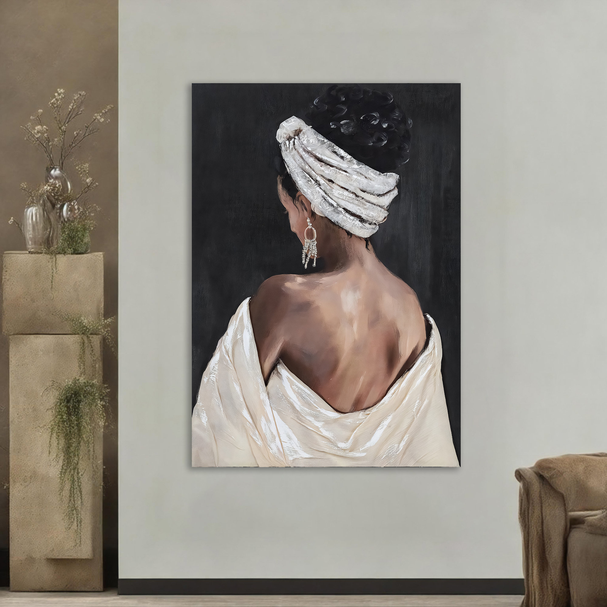 Back View of a Beauty Woman Canvas Print, Modern Canvas Painting, Wall ...