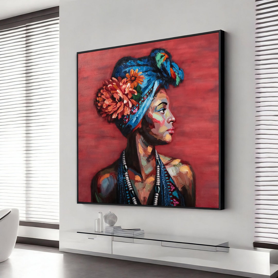 African Woman Canvas Painting, Black Woman Canvas Print, African Woman, Extra Large Wall Art ...