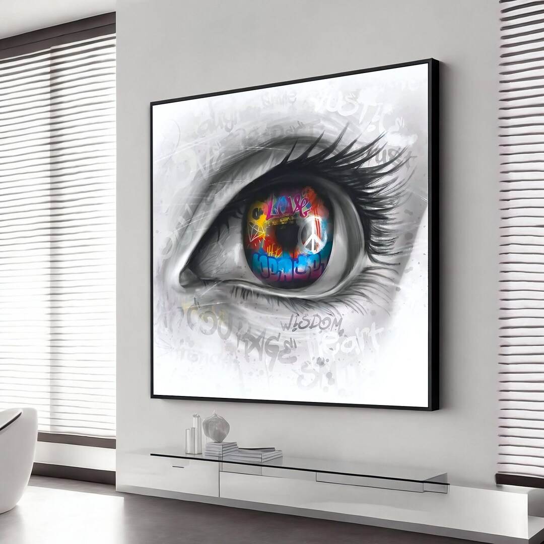 Graffiti Eye Canvas, Banksy Wall Art, Graffiti Canvas Painting, Eye ...