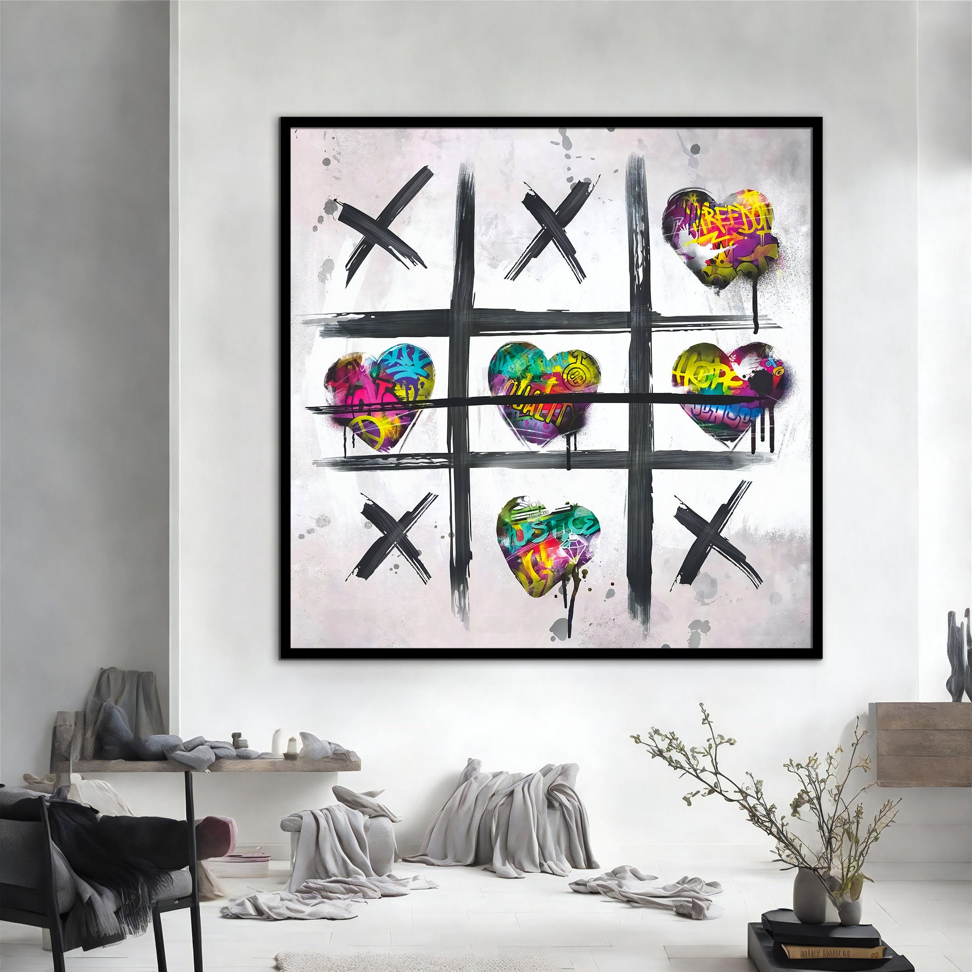 Graffiti Game Xox Canvas, Banksy Wall Art, Graffiti Canvas Painting ...