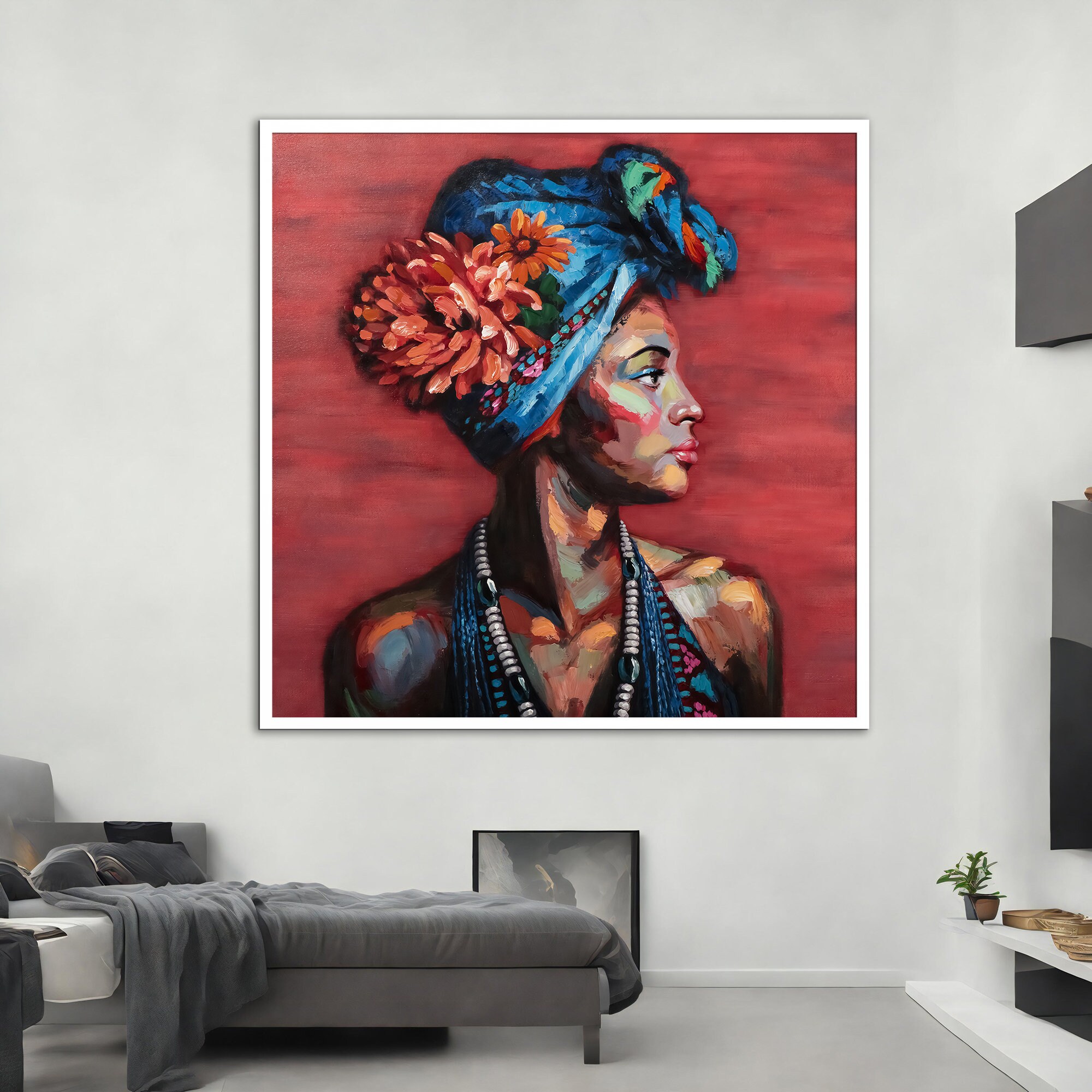 African Woman Canvas Painting, Black Woman Canvas Print, African Woman, Extra Large Wall Art ...