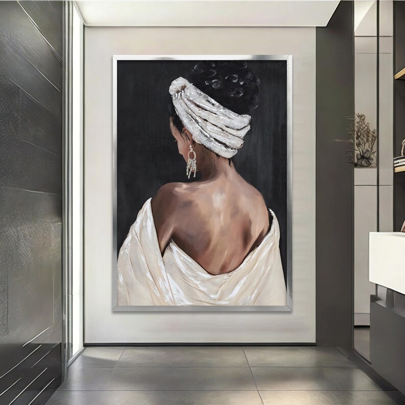 Back View of a Beauty Woman Canvas Print, Modern Canvas Painting, Wall ...
