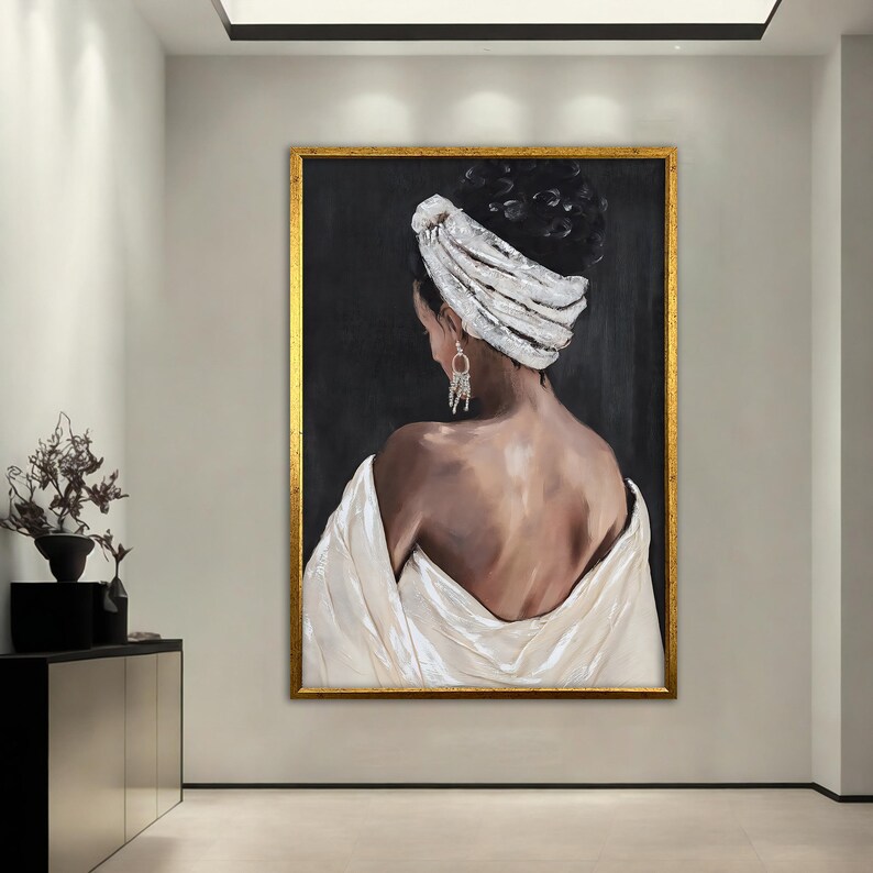 Back View of a Beauty Woman Canvas Print, Modern Canvas Painting, Wall ...