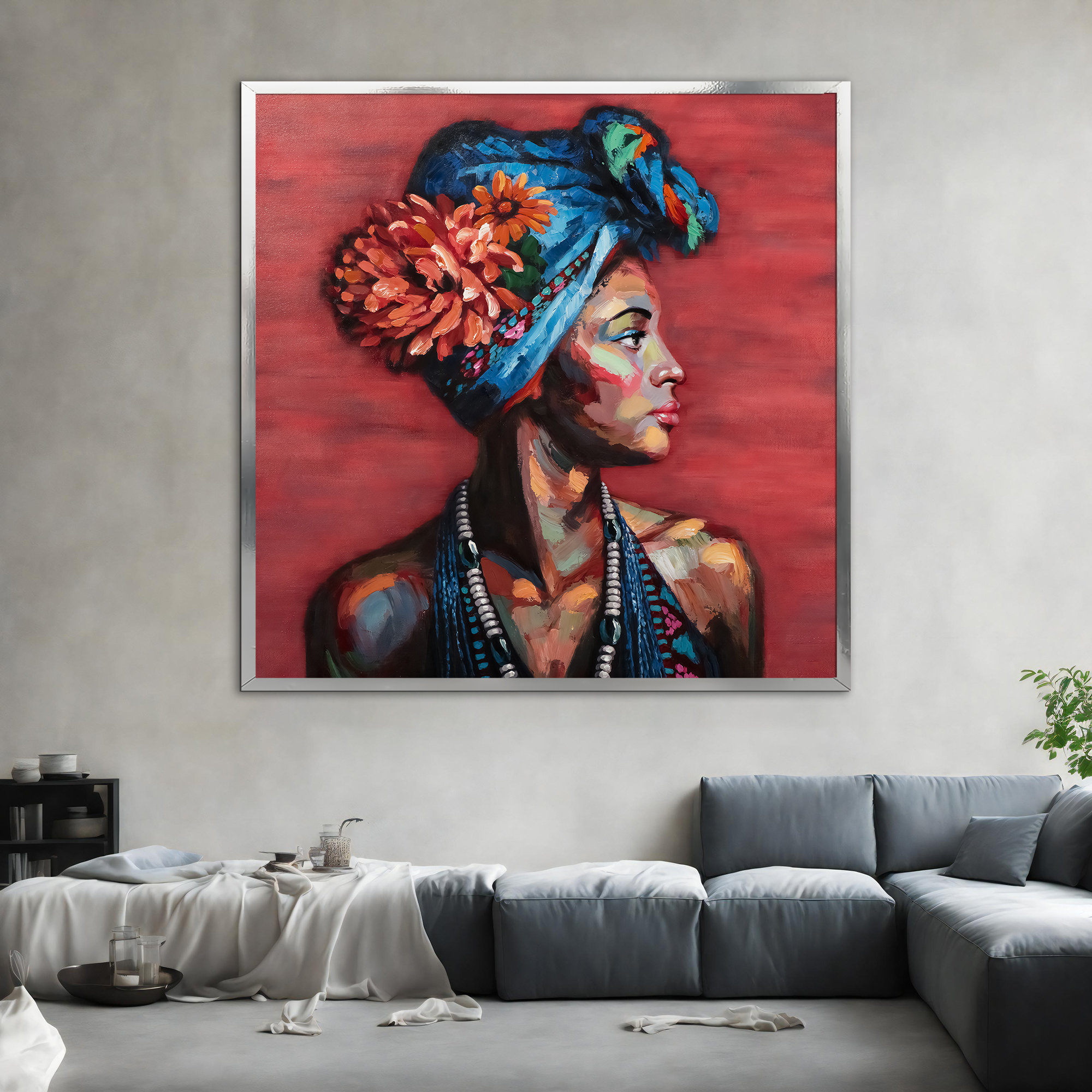 African Woman Canvas Painting, Black Woman Canvas Print, African Woman, Extra Large Wall Art ...