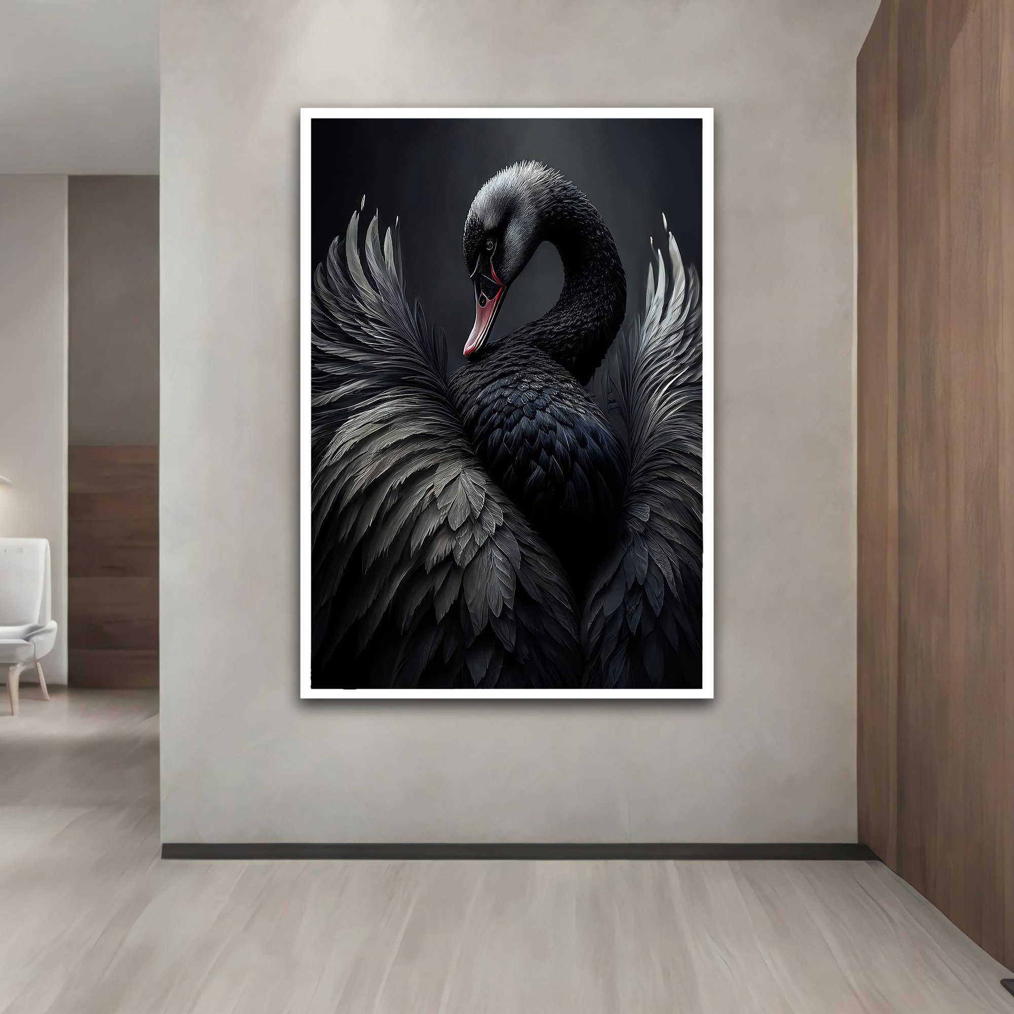 Swan Painting, Black Swan Art, Swan Wall Art, Swan Decor, Bird Painting ...