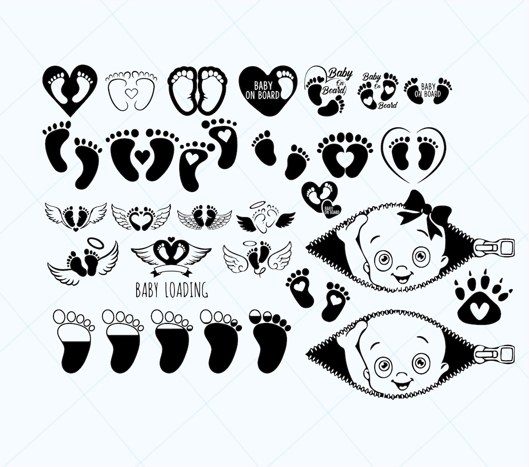 Baby Footprints Svg Bundle, Baby Feet SVG, Cricut Svg, Instant Download ...
