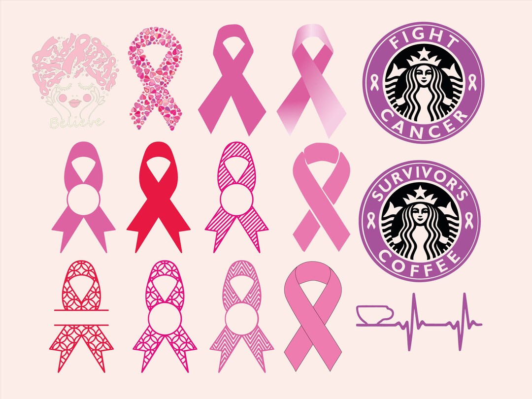 Ribbon Svg Bundle, Ribbon Vector, Cancer Awareness Ribbon Svg, Pink ...
