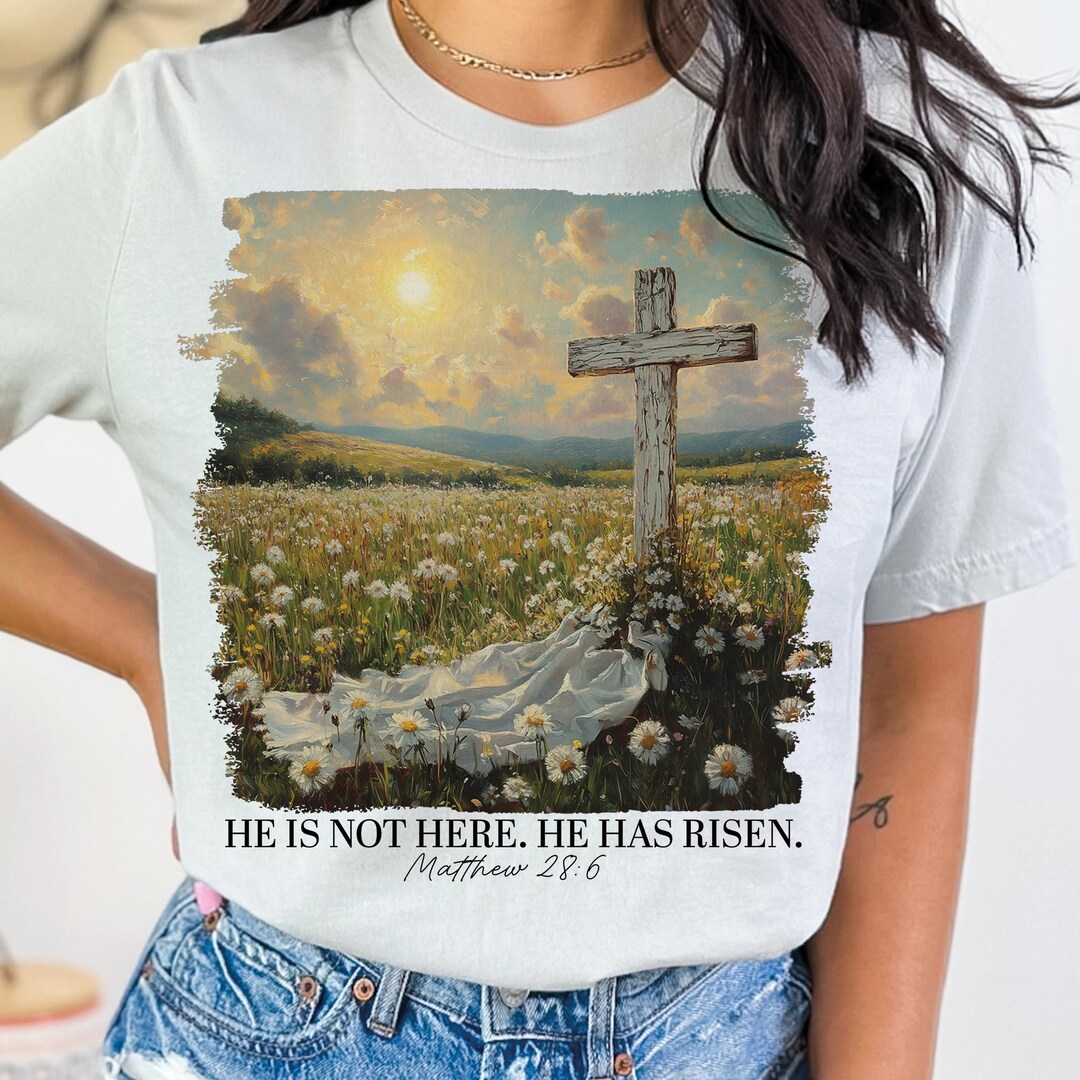 He is Not Here He Has Risen PNG, Spring Wildflower Cross Png, He is ...
