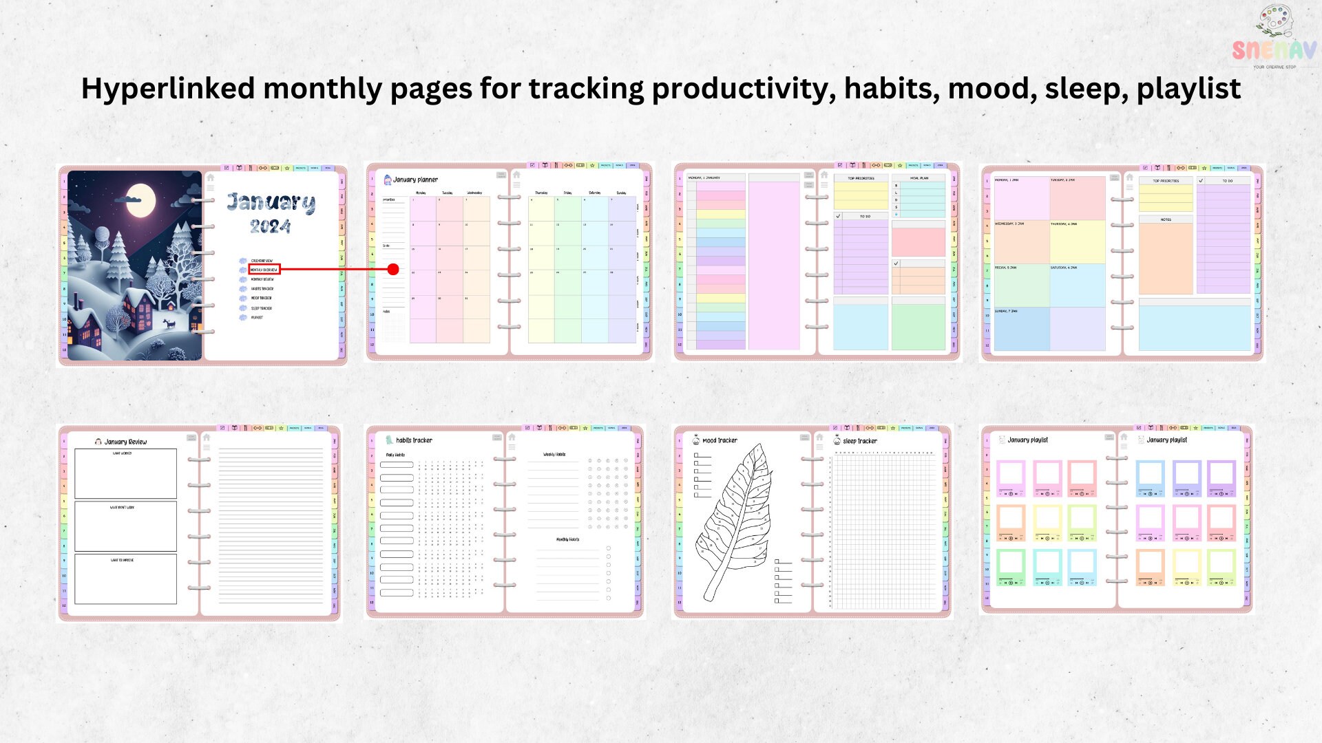 Digital Planner 2024 Rainbow Planner Digital Planner Dated, Monthly ...