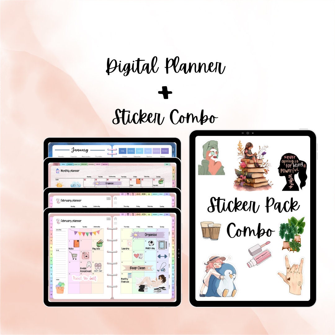 Digital Planner Sticker Combo Ultimate Rainbow & Minimalistic Planner ...