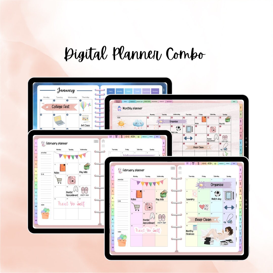 Digital Planner Combo Ultimate Rainbow Planner Ultimate Minimalistic ...