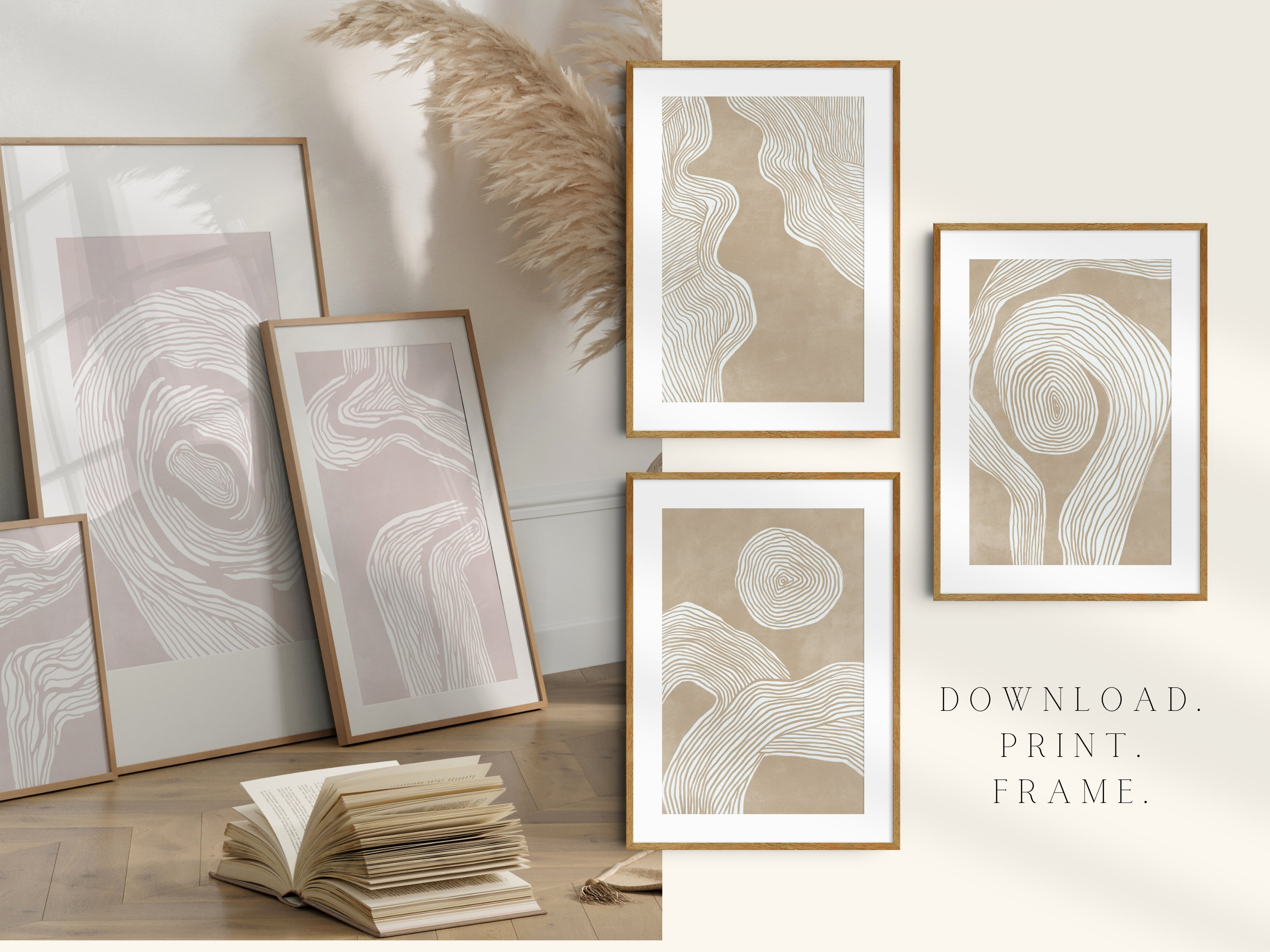 Mid Century Modern Abstract Printable Art for Framing| Neutral Boho ...