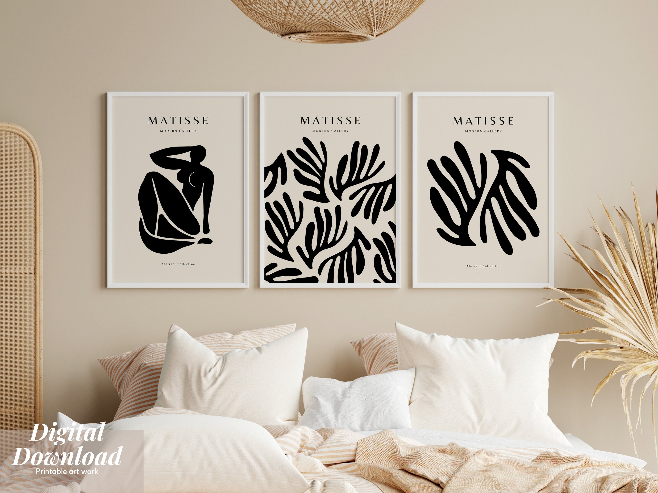 Mid Century Modern Abstract Printable Art for Framing Beige Boho ...