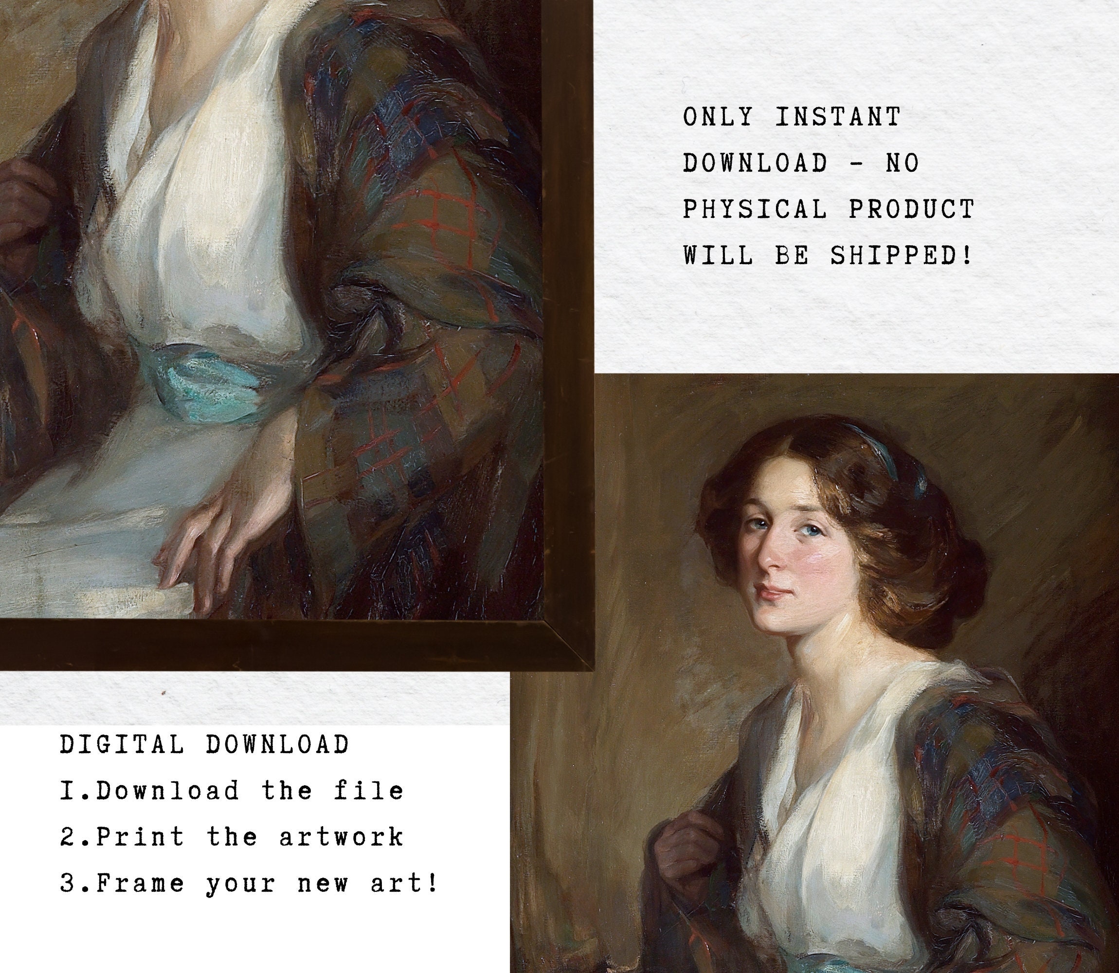 Vintage Woman Portrait Printable Edwardian Lady Digital Download ...