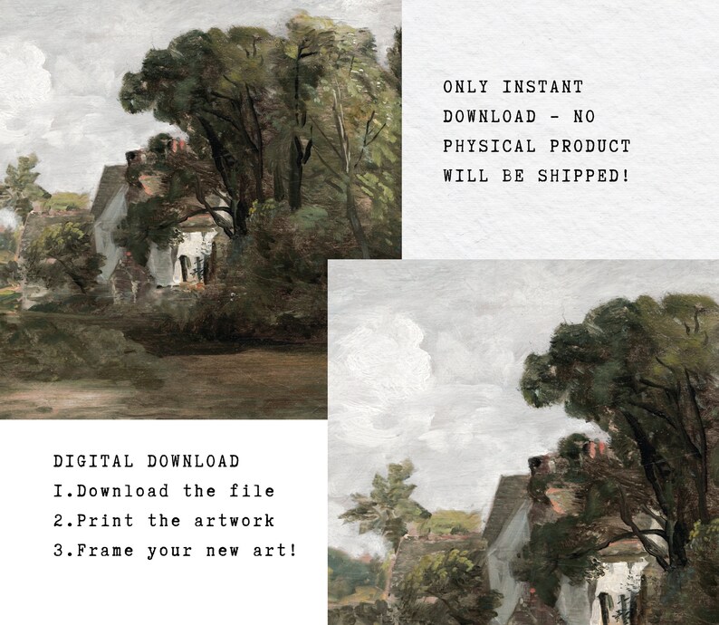 PRINTABLE Classic Countryside Art Print, Peaceful Landscape Painting ...