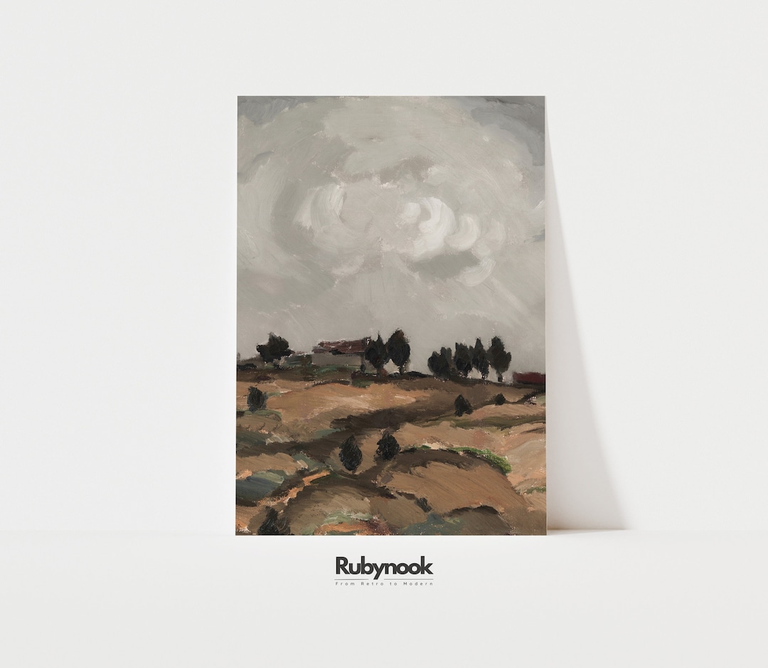 PRINTABLE Landscape Oil Painting | Rolling Hills Artwork | Textured Sky ...