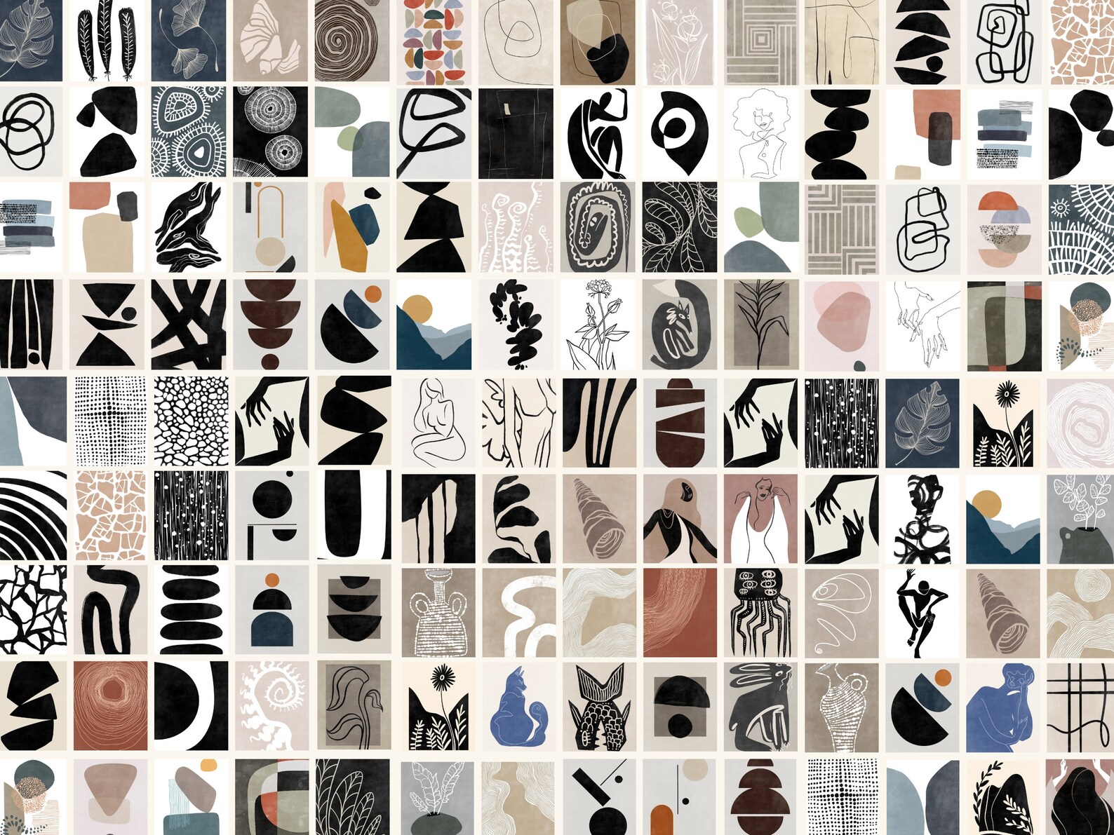 Mid Century Modern Abstract Printable Art for Framing| Neutral Boho ...