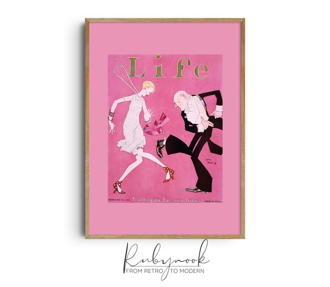 Vintage Flapper Wall Art Printable for Retro Bedroom Decor Pink Wall ...