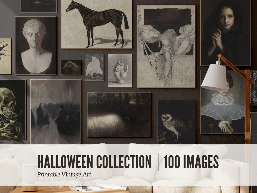 Halloween Wall Art Set Printable Vintage Halloween Art Prints Bundle ...
