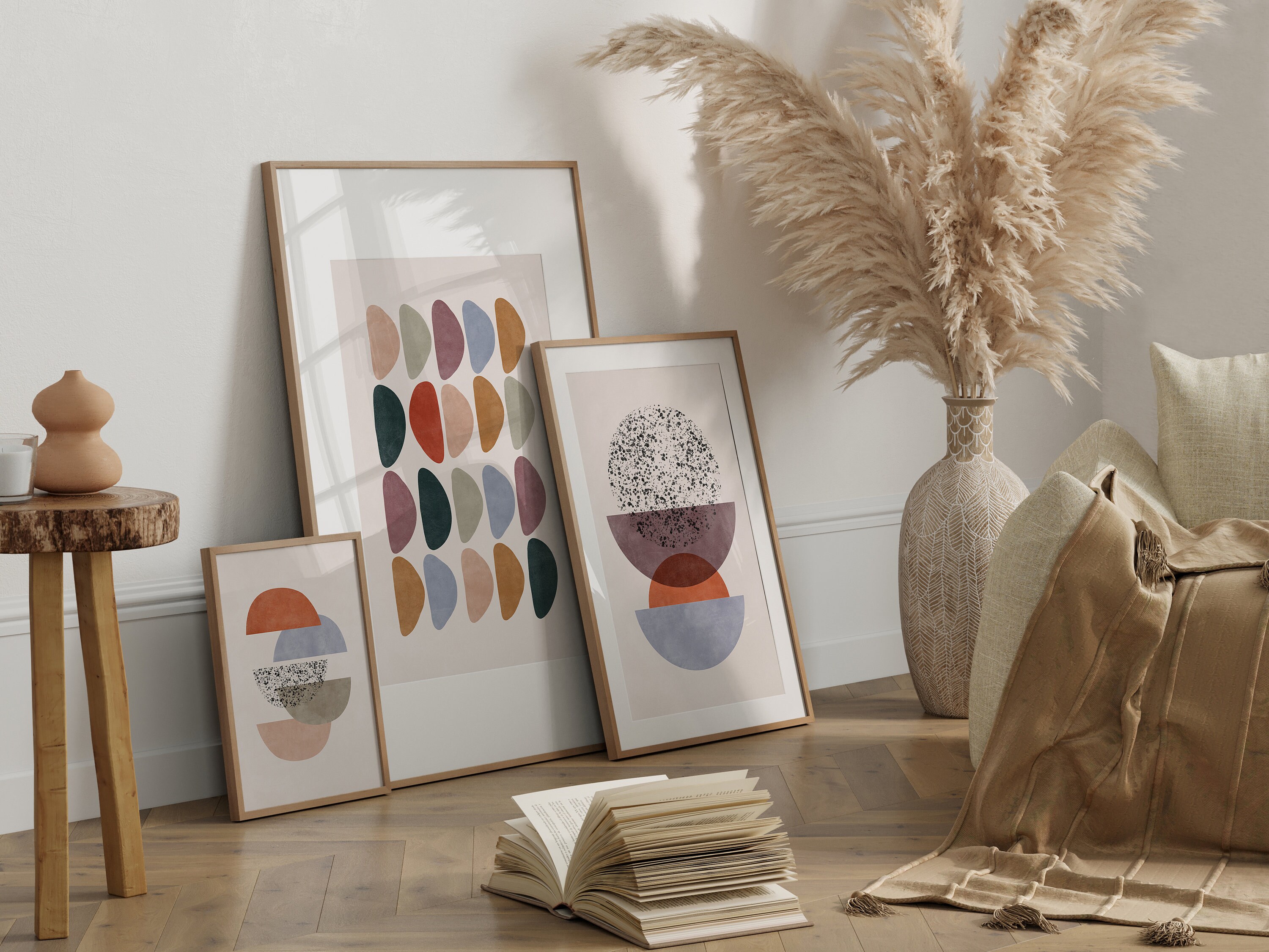 Mid Century Modern Abstract Printable Art for Framing| Beige Boho ...