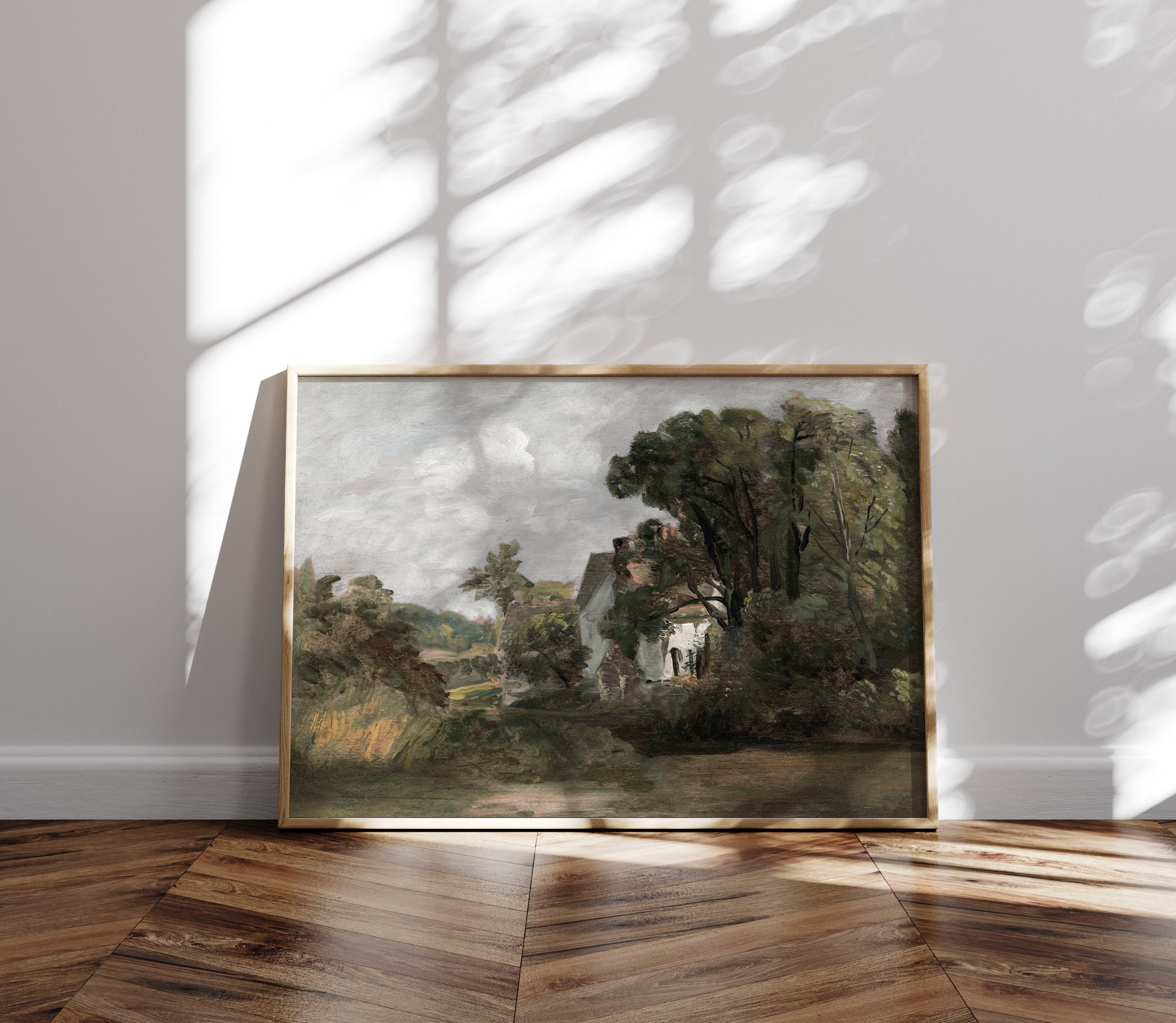 PRINTABLE Classic Countryside Art Print, Peaceful Landscape Painting ...