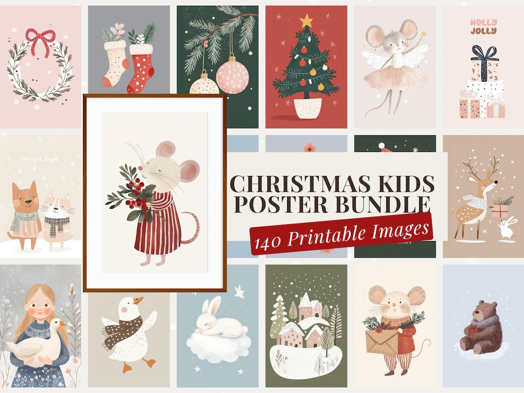Kids Christmas Poster Bundle | 140 Festive Holiday Posters | Winter ...
