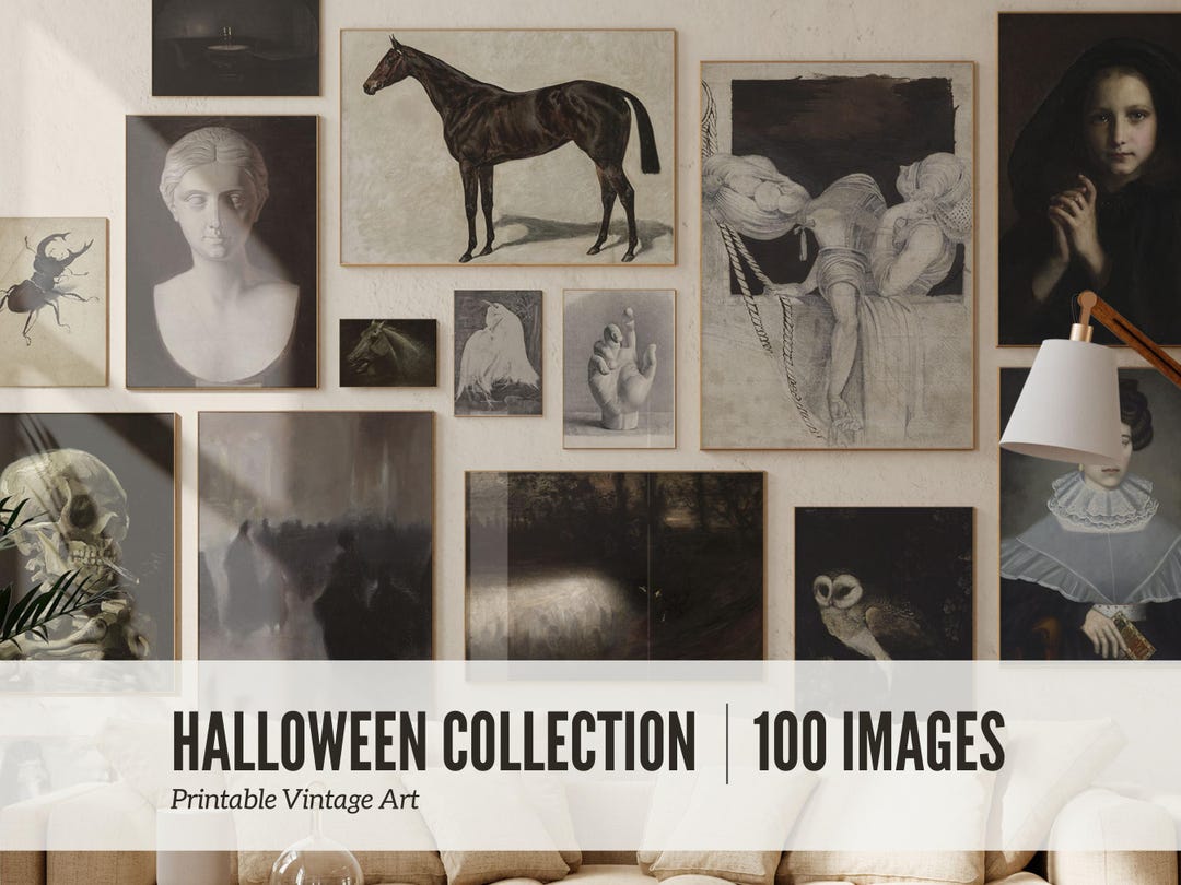 Vintage Halloween Printable Art Bundle - 100 Unique Spooky Posters ...