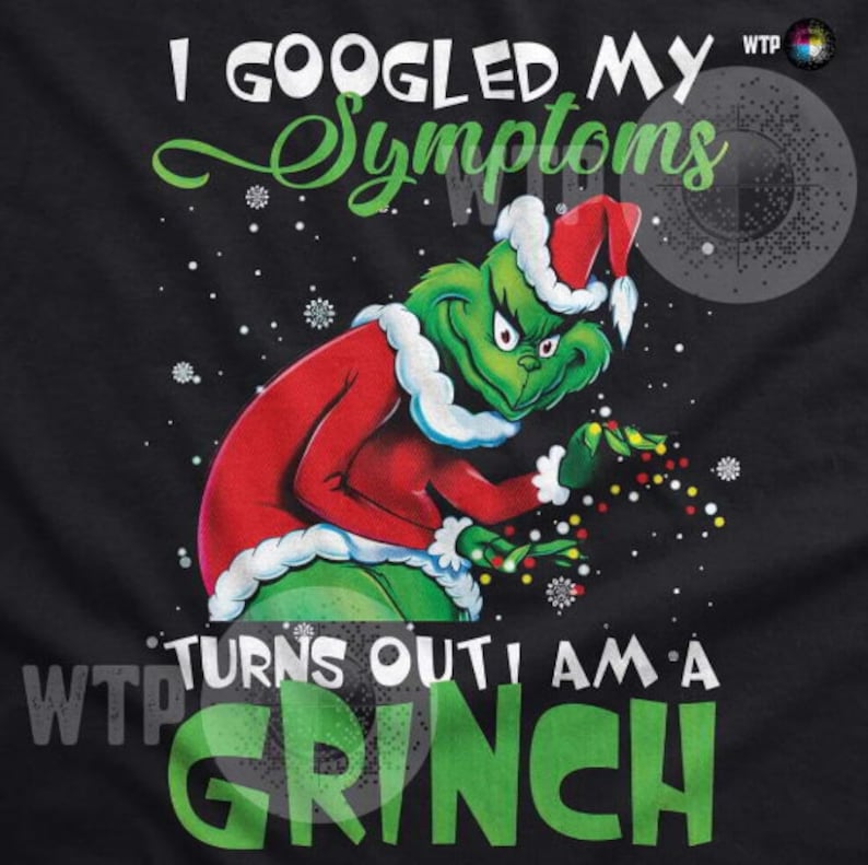 Unhappy Grinch Carrying Lights and Wreath Png, Funny Christmas Saying ...