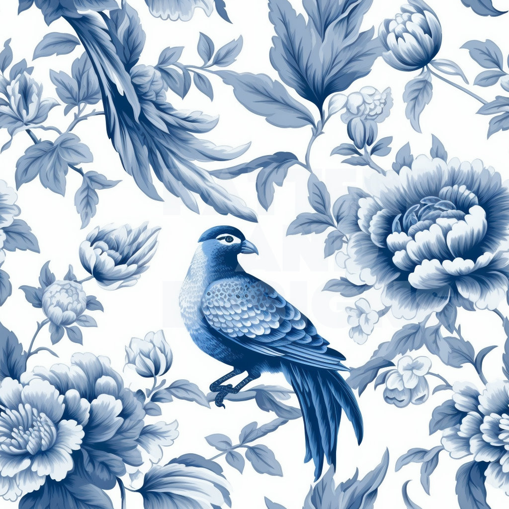 Dark Blue Oriental Seamless Pattern, Asian-inspired Digital Paper, Deep ...