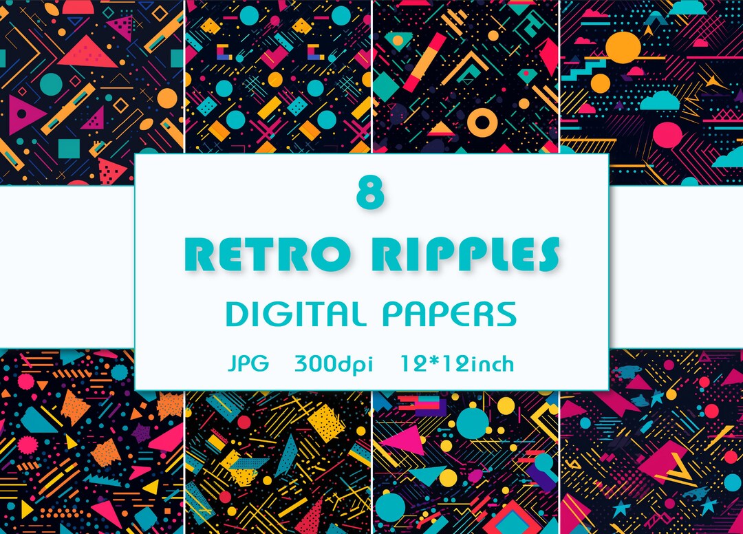 Retro Ripples Pattern Digital Papers Vintage-inspired Ripple - Etsy