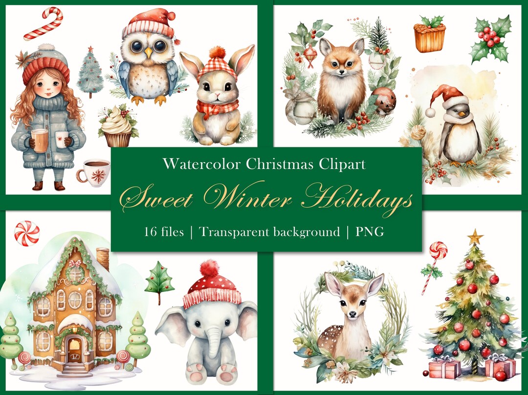 Sweet Winter Holidays Clipart Christmas & Winter Themed PNG Bundle ...