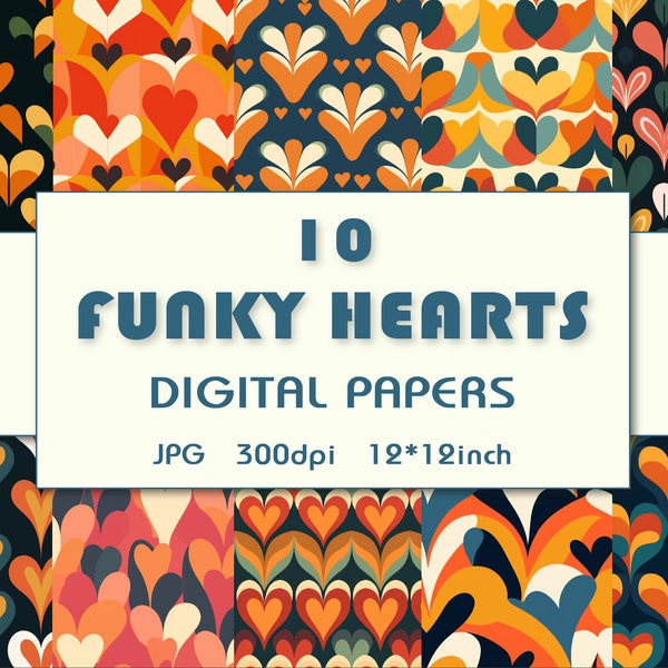 Digital Heart Papers - Etsy