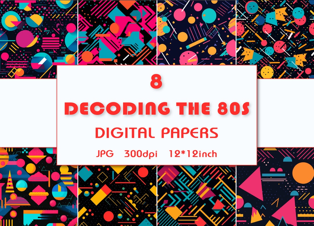 Decoding the 80s Pattern Digital Papers, Retro-inspired Designs ...
