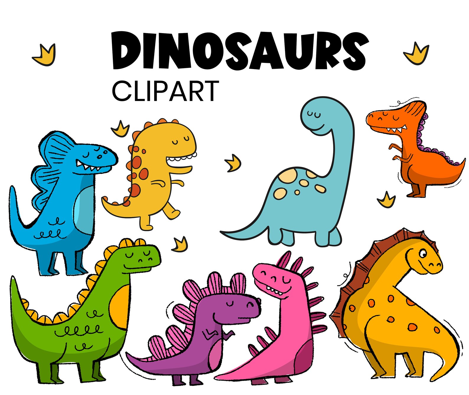Dinosaurs Watercolor Clip Art, Dinosaurs Clipart, Instant Download Png ...