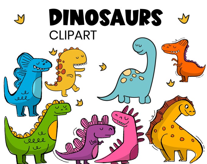 8 Baby Dinosaurs Clipart Images • Watercolor PNG + JPG Instant Download ...