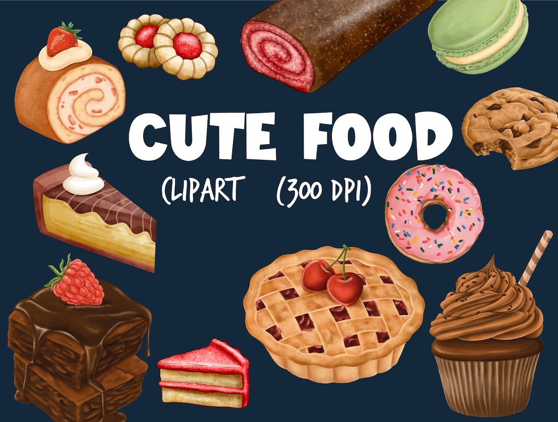 Food Clipart, Donut Clipart, Cute Food Clipart, Digital Download, Food ...