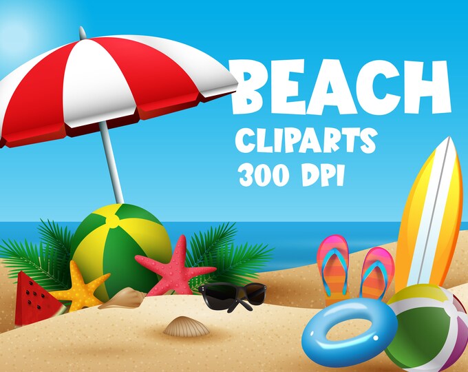 Beach Party, Set of 32 Clip Art Files, Instant Downloadable Clipart ...