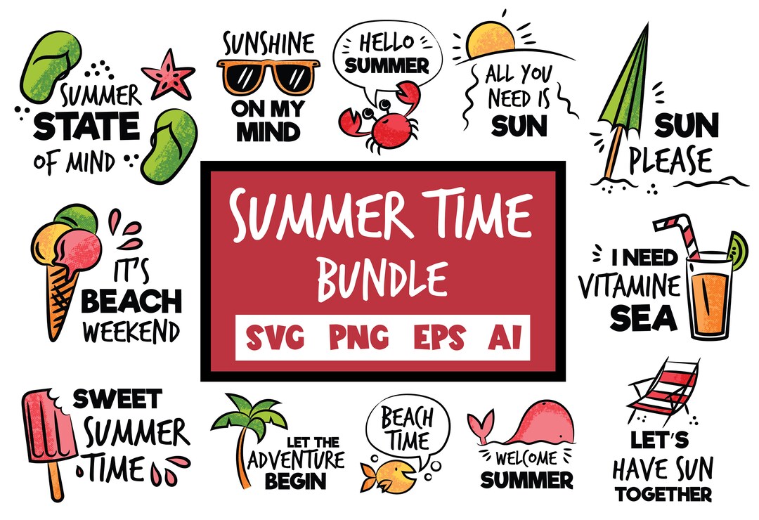 Summer Time Svg and Png Bundle, Summer Svg Bundle, Summer Svg, Beach ...