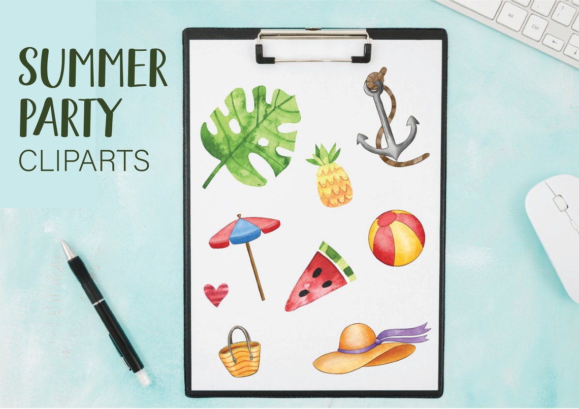 Summer Party Clipart, Summer Clipart, Seasonal Clipart, Instant ...