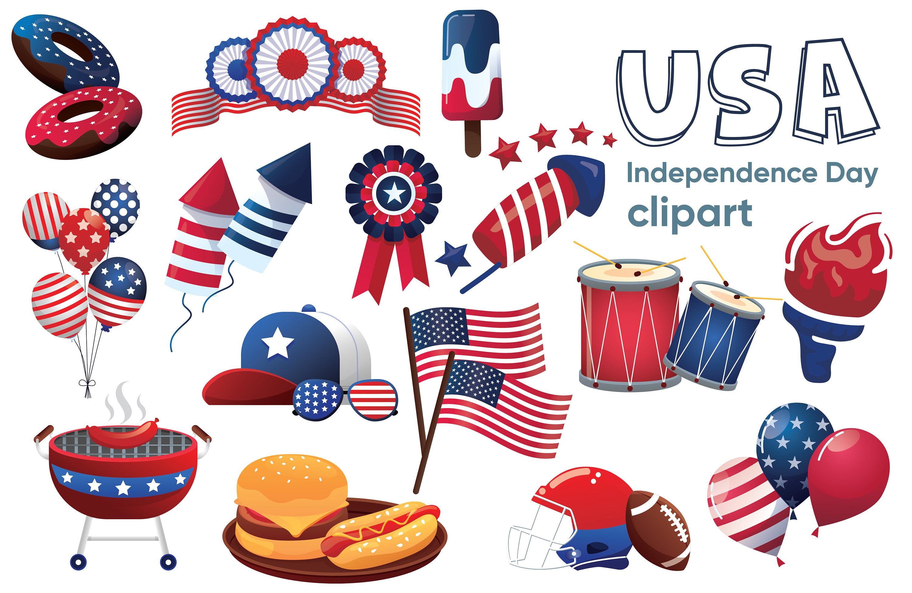 USA Independence Day Clipart, Fourth of July Clipart, 4th of July ...