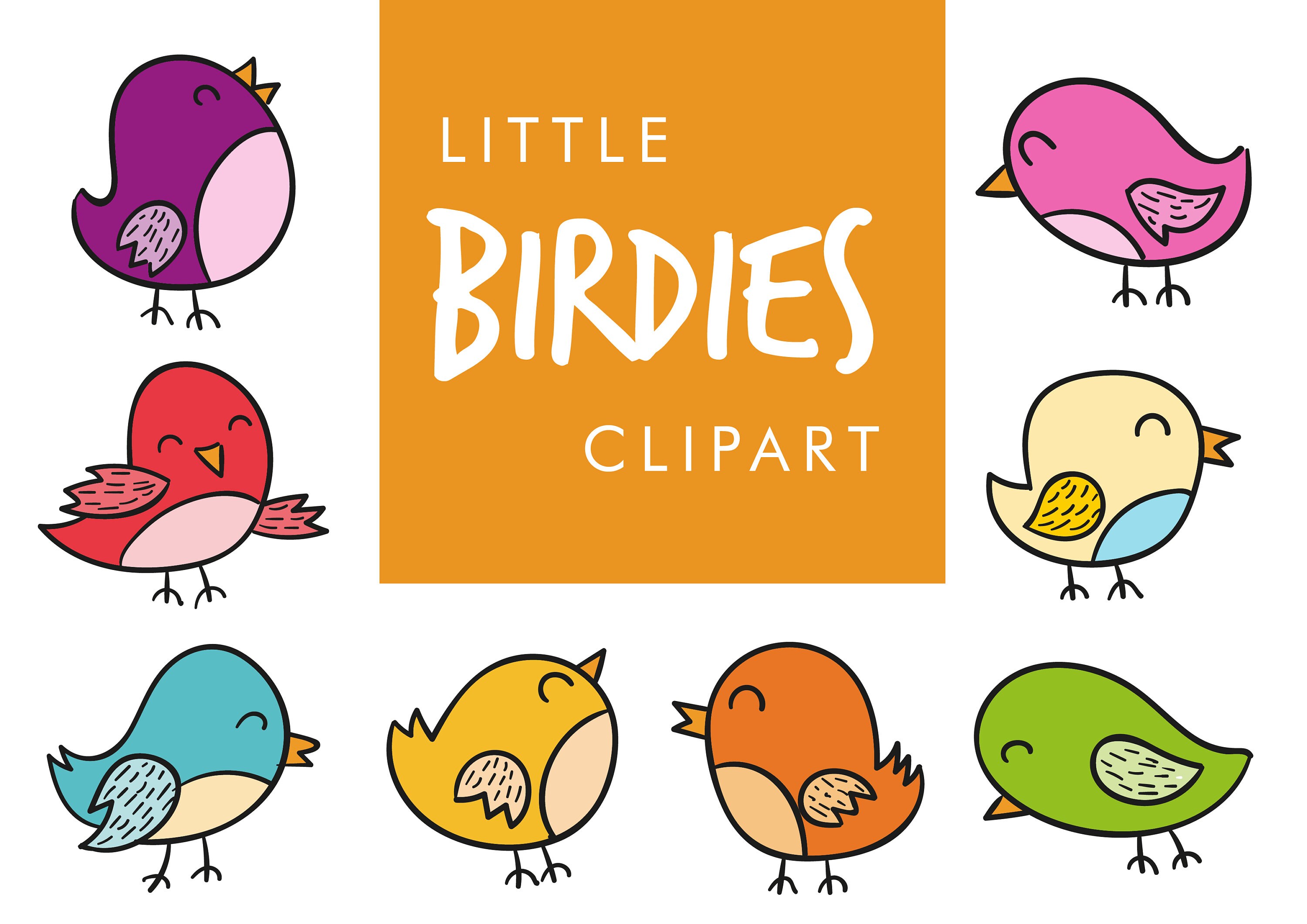 Cute Bird Clipart, Watercolor Bird Clipart, Funny Birds, Bird Clipart ...