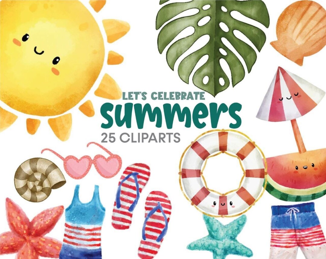 Summer Clipart Set, Summer Clipart, Seasonal Clipart, Party Clipart ...