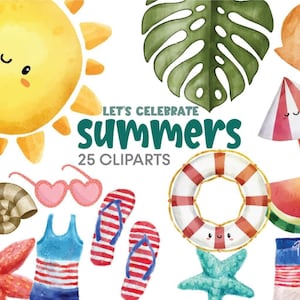Summer Clipart Set, Summer Clipart, Seasonal Clipart, Party Clipart ...