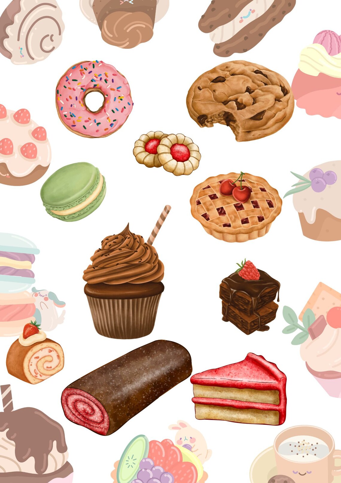 Food Clipart, Donut Clipart, Cute Food Clipart, Digital Download, Food ...