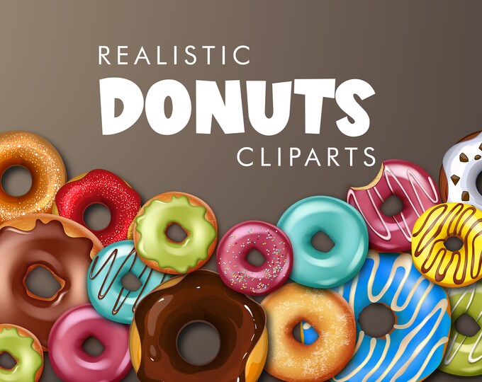 Donut Shop Clipart | Watercolor Donut PNG | Baking Clipart Bundle ...