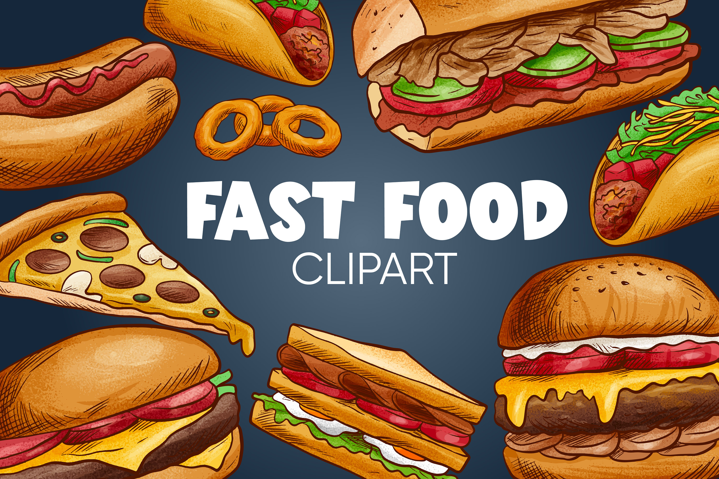 Fast Food Clipart, Fast Food Clip Art, Cute Fast Food Clipart, Pizza ...