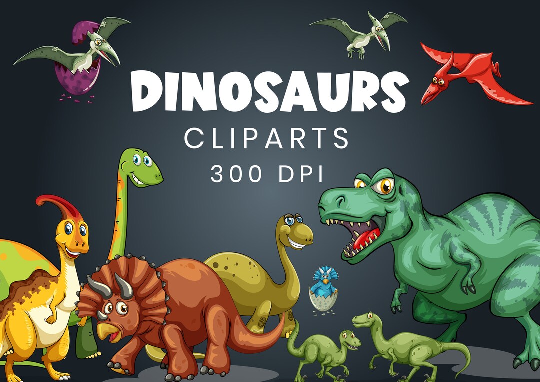Dinosaur Clipart, Dinosaurs, Clipart and Digital Paper Set, Cute ...
