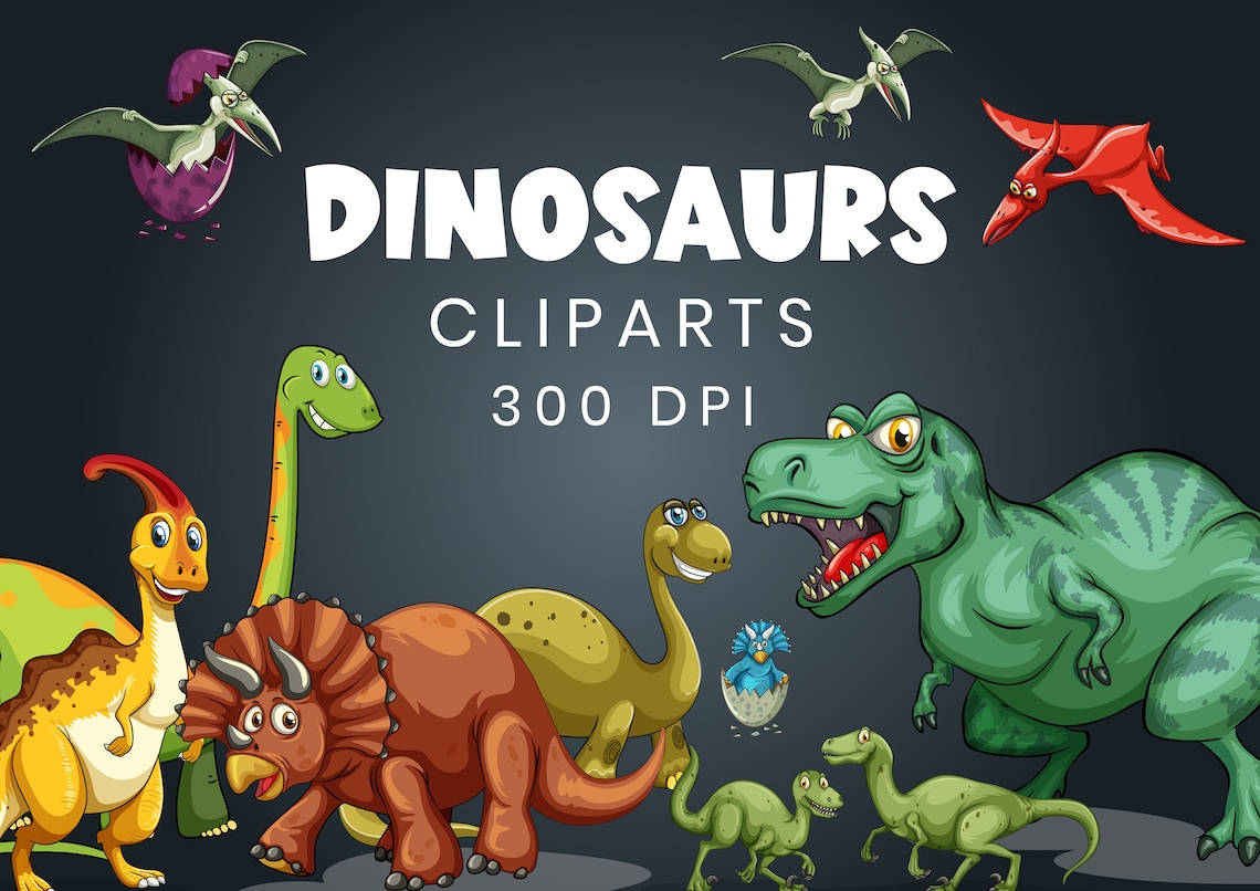 Dinosaur Clipart Dinosaurs Clipart and Digital Paper Set - Etsy