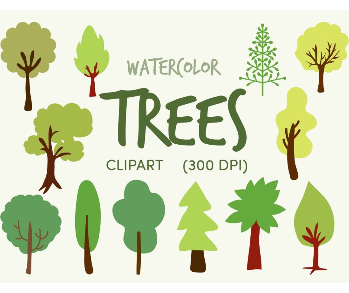 Watercolor Trees Clipart, Tree Clipart, Forest Clipart, Pine Tree ...