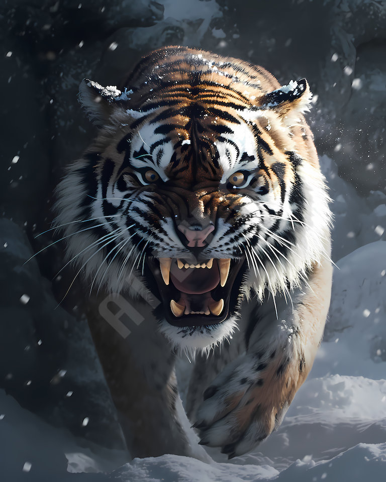 Siberian Tiger #1, Digital Art Print, AI Generated, Wall Art, AI Art ...